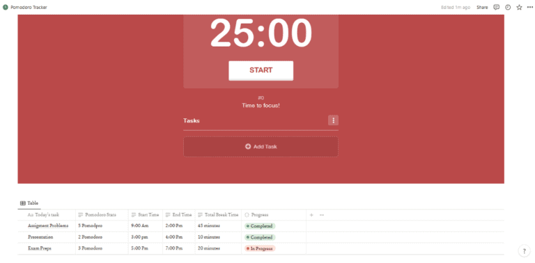 7+ Best Notion Pomodoro Tracker Templates - notionzen