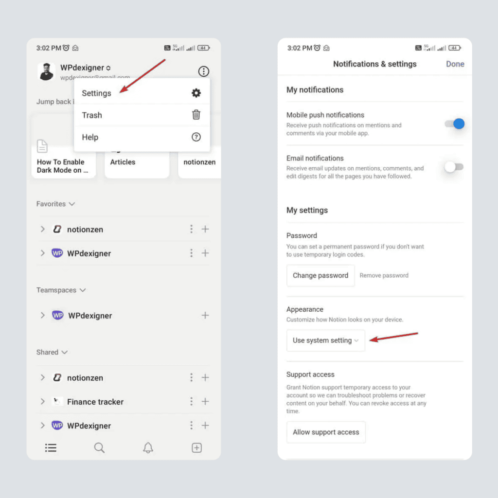 How To Enable Dark Mode In Notion Automatic Switching